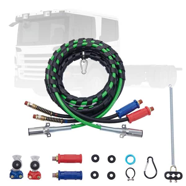 VEVOR 12 ft. Semi Truck Air Lines Kit with 2PCS Glad Hands 3-in-1 Air ...