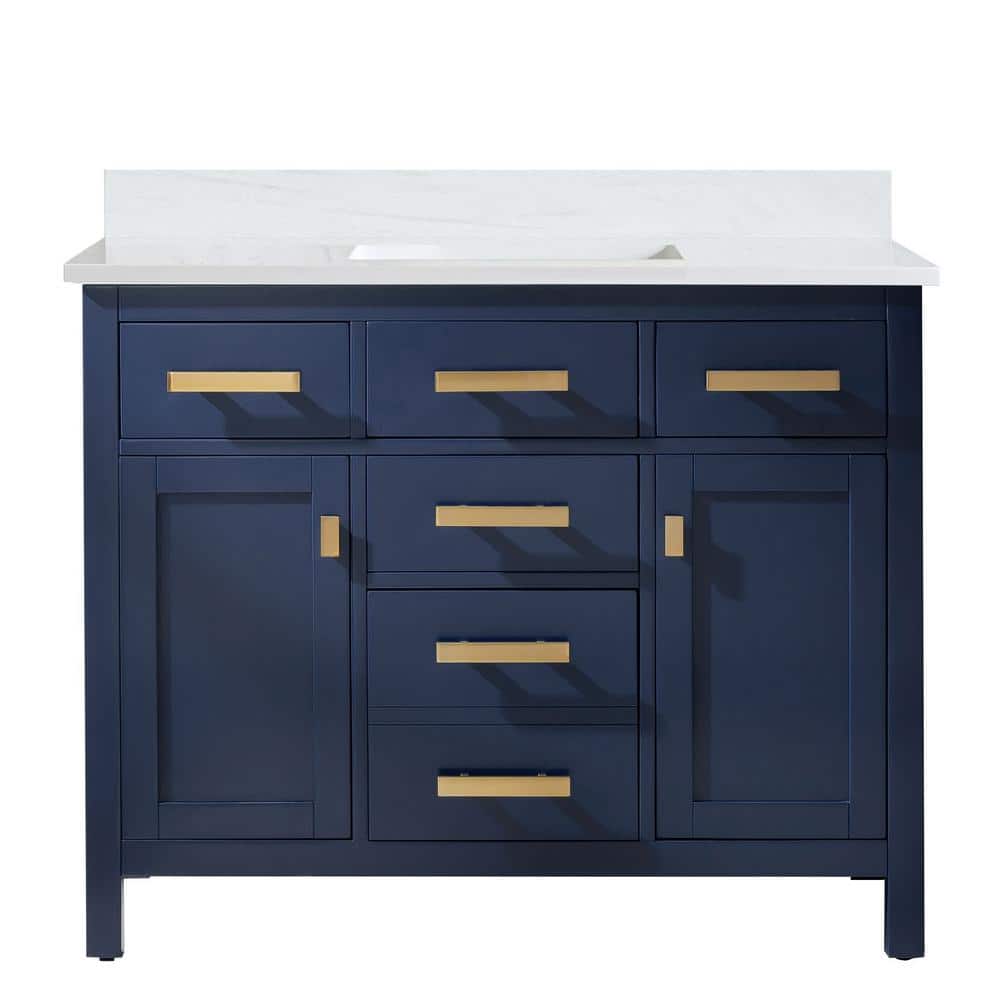 Design Element Valentino 42 in. W x 22 in. D Bath Vanity in Blue with ...