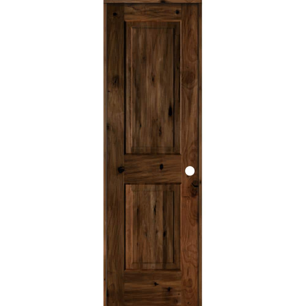 Krosswood Doors 24 in. x 80 in. Rustic Knotty Alder Wood 2-Panel Left ...