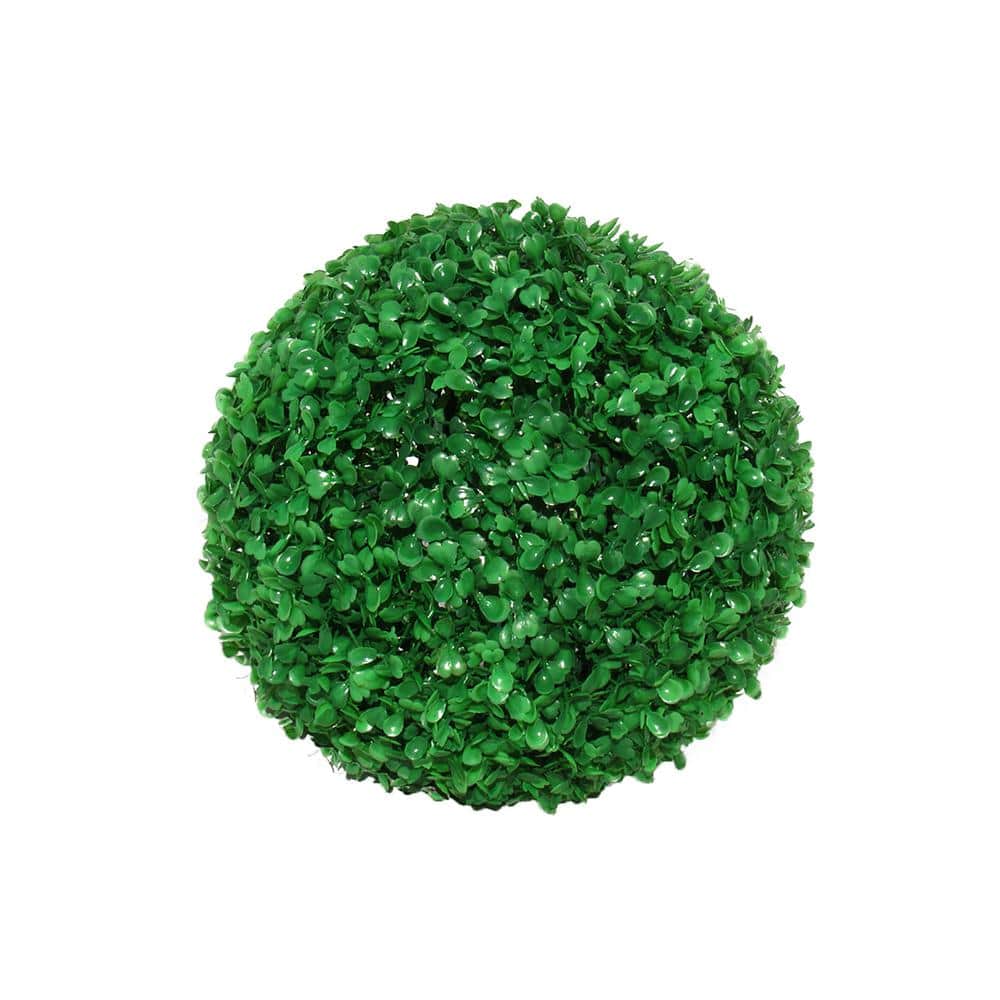 LIVING LUXURY 0.83 ft. Artificial Boxwood Topiary Tree Greenery Ball (Set of 2) 83947-GR - The ...