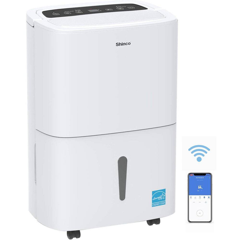 Shinco 120 Pints White Dehumidifier with WiFi, Energy Star, 6000 sq.ft ...
