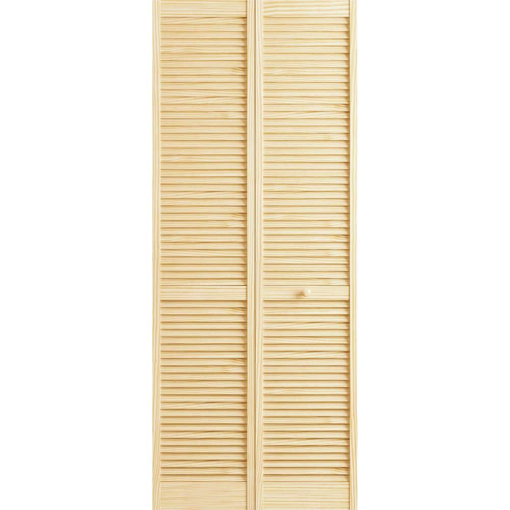 Veranda 36 in. x 78 in. Raw Louver-Louver Pine Interior Closet Bi-fold ...