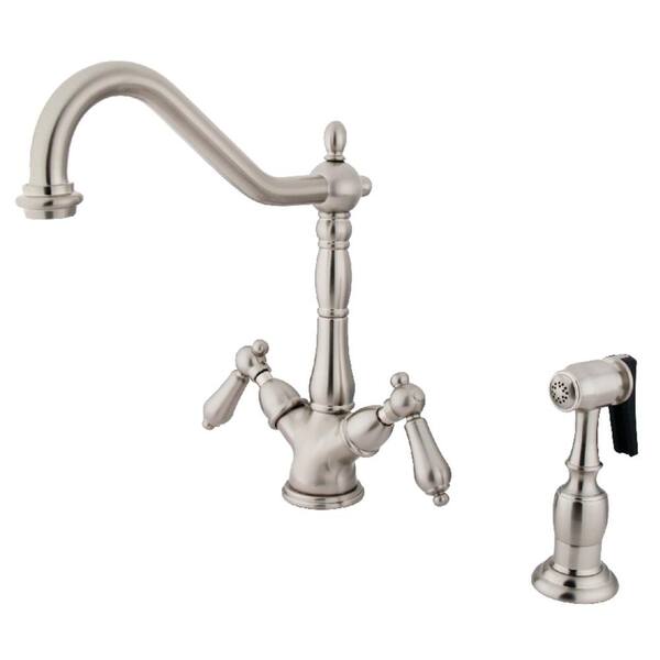 Kingston Brass Heritage 2-Handle Standard Kitchen Faucet with Side ...