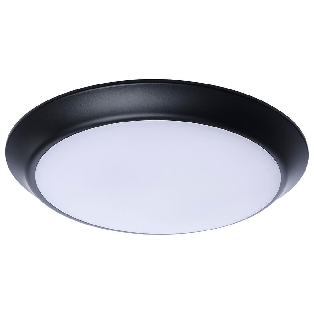 SATCO 10 in. Black 12 Watt Color Selectable LED Flush Mount Disk Light ...