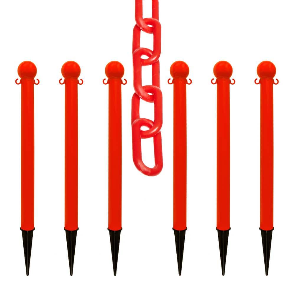 Mr. Chain Red Heavy-Duty Ground Pole and Chain Kit 70505-6 - The Home Depot