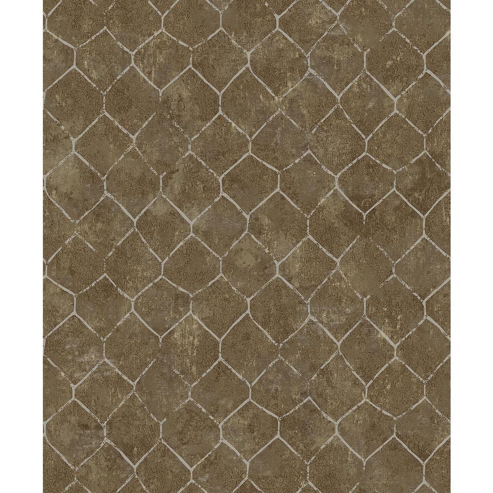 A-Street Prints Rauta Brass Brown Hexagon Tile Wallpaper Sample 4105-86655SAM - The Home Depot