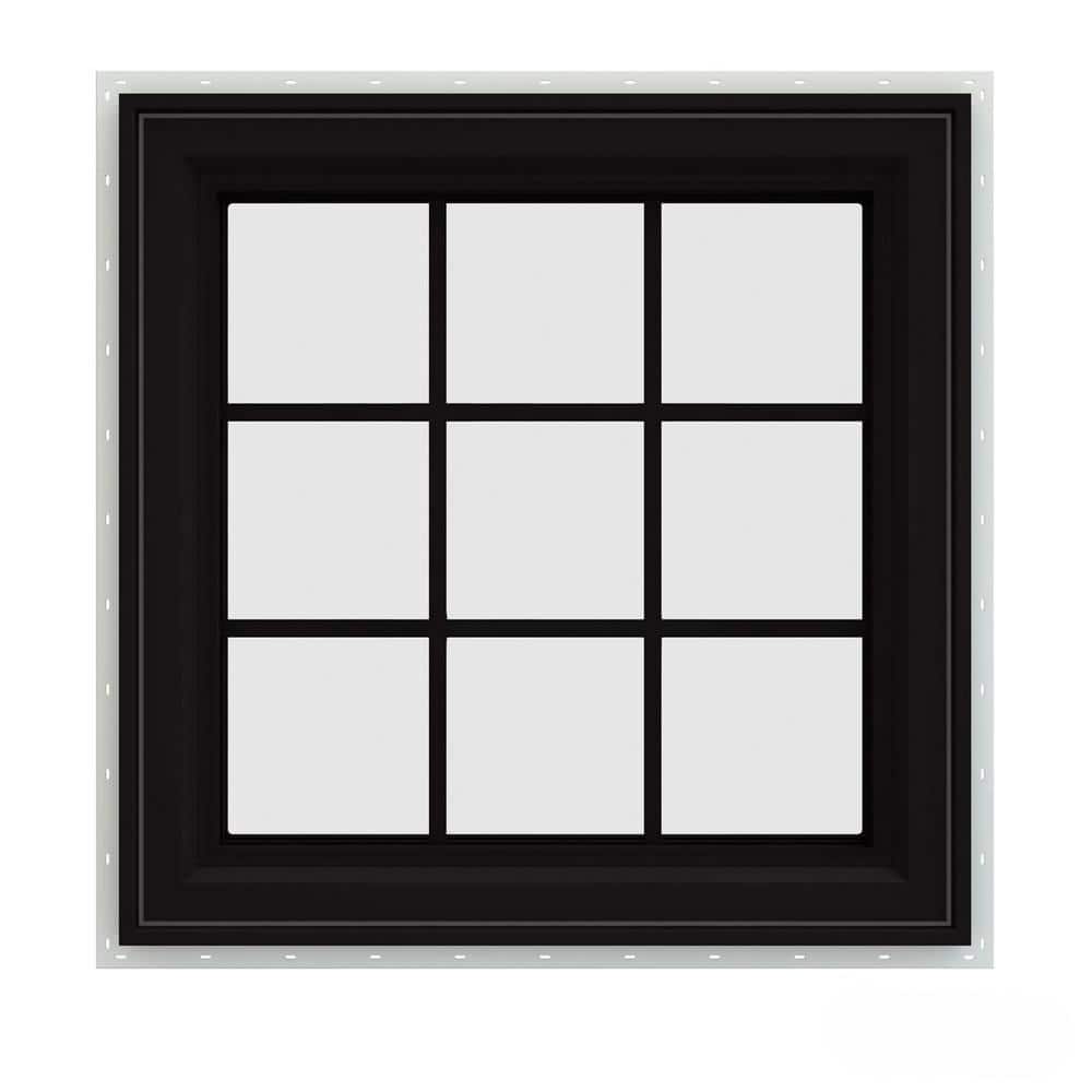 JELD-WEN 30 in. x 30 in. V-4500 Series Black FiniShield Vinyl Right ...