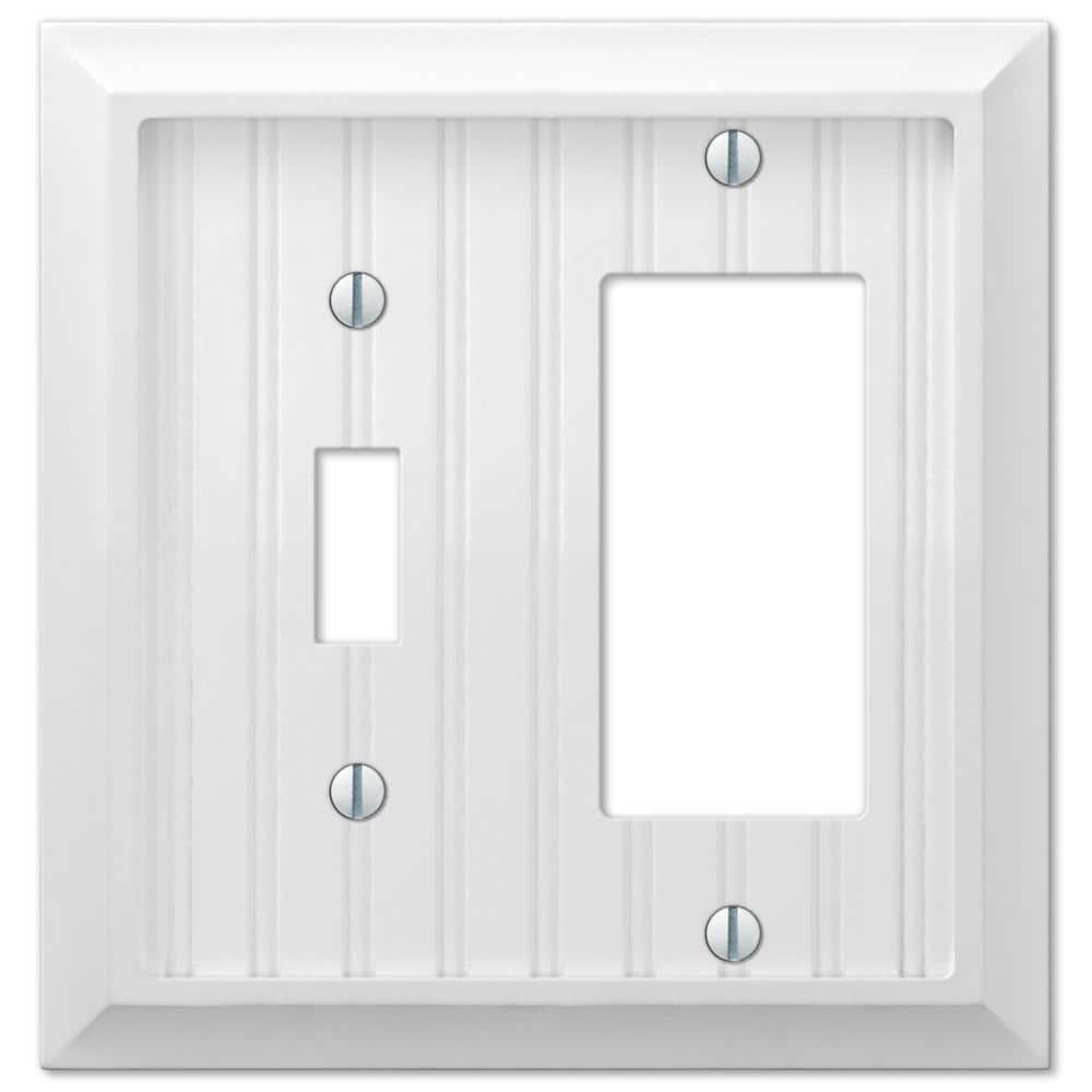 AMERELLE Cottage 2-Gang White 1-Toggle / 1-Decorator / Rocker BMC Wood ...