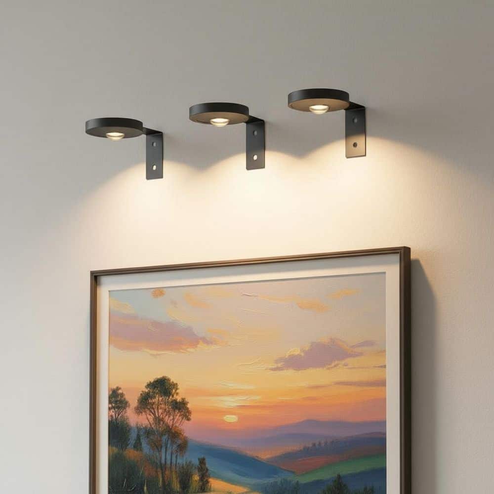 YANSUN 3 Pack Black Round Dimmable LED Picture Lights for Wall with ...