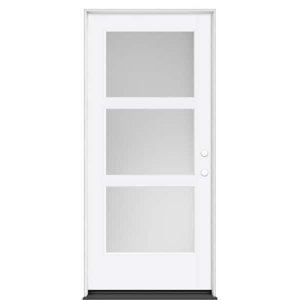 Masonite Vistagrande 36 in. x 80 in. Left-Hand/Inswing 3 Lite Pearl ...