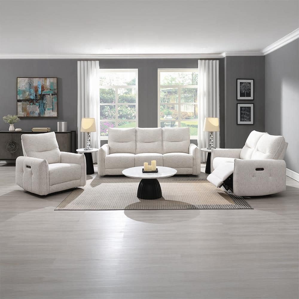 Acme Furniture Lalisa Cream Power Motion Sofa Recliner with USB Port ...