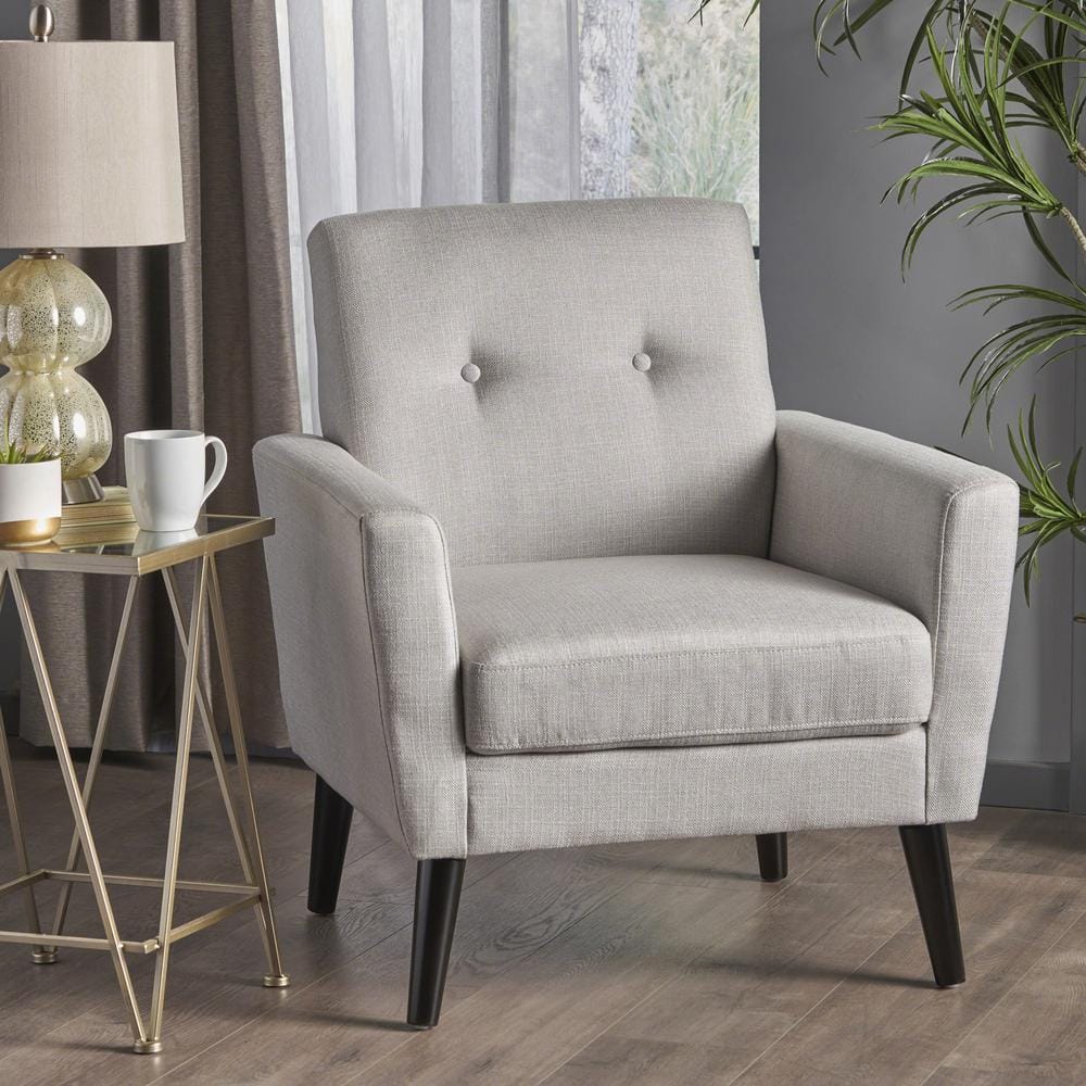 Noble House Sienna Light Gray Polyester Club Chair (Set of 1) 19726 ...