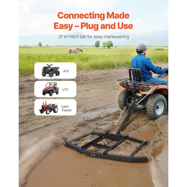 VEVOR Driveway Drag, Width Tow Behind Drag Harrow, Q235 Steel Driveway ...