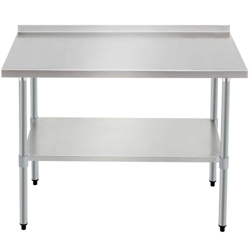 Otryad Heavy-Duty Stainless Steel Prep Work Table with Backsplash ...