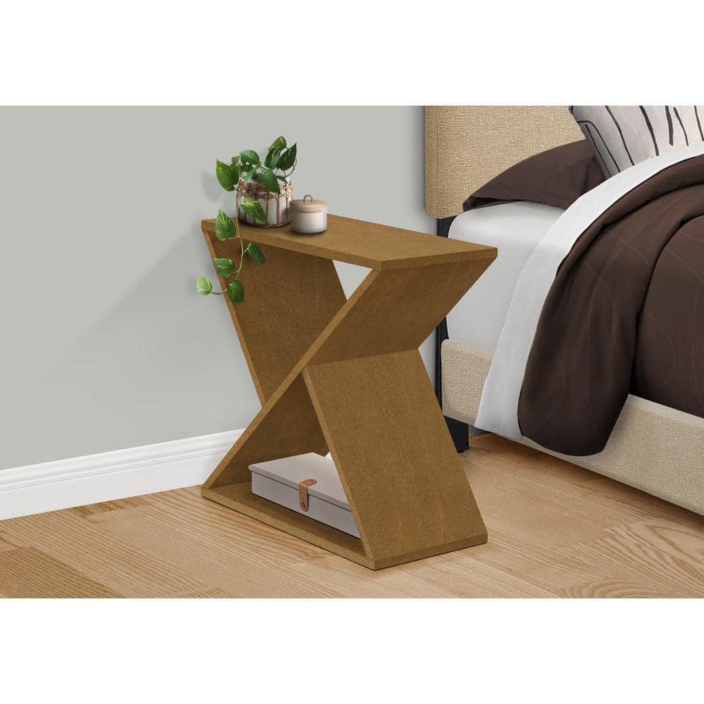 11.75 in. Dark Taupe Veneer Rectangle Top MDF End Table with ...