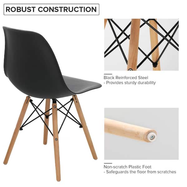 ComHoma Dining Chair Black Kitchen Dining Room Chair PVC Plastic Lounge Chair Set of 4 HD CH106 BLACK