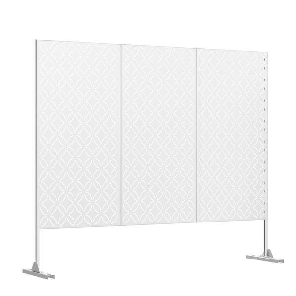 PexFix 72" Hx47" W White Outdoor Freestanding Metal Privacy Screen ...