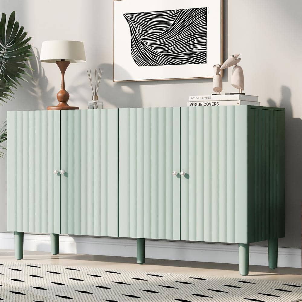 Harper & Bright Designs Light Green Wood 58.1 in. Sideboard with ...