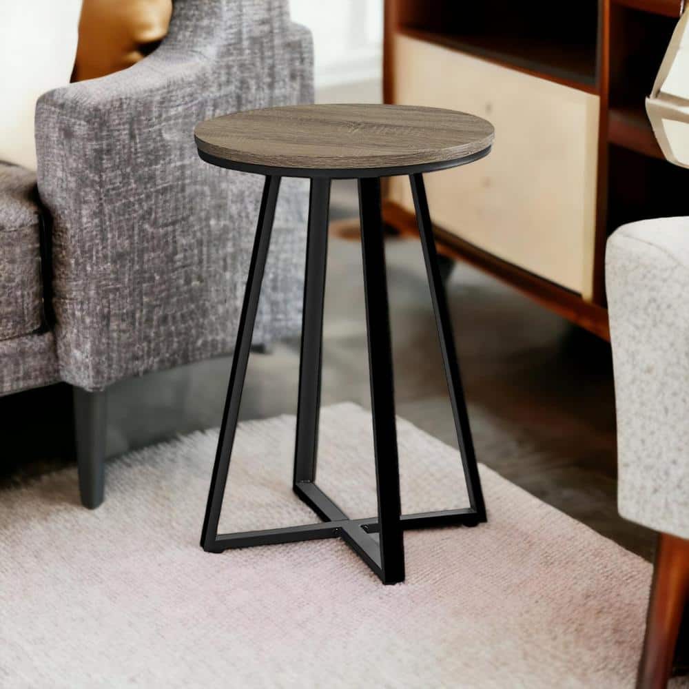 HomeRoots 15.75 in. Deep Taupe Round MDF End Table 2000489669 - The ...