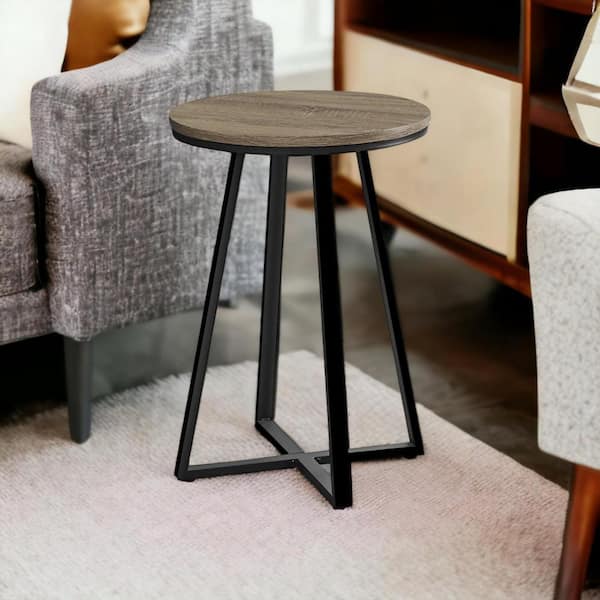 HomeRoots 15.75 in. Deep Taupe Round MDF End Table 2000489669 - The ...