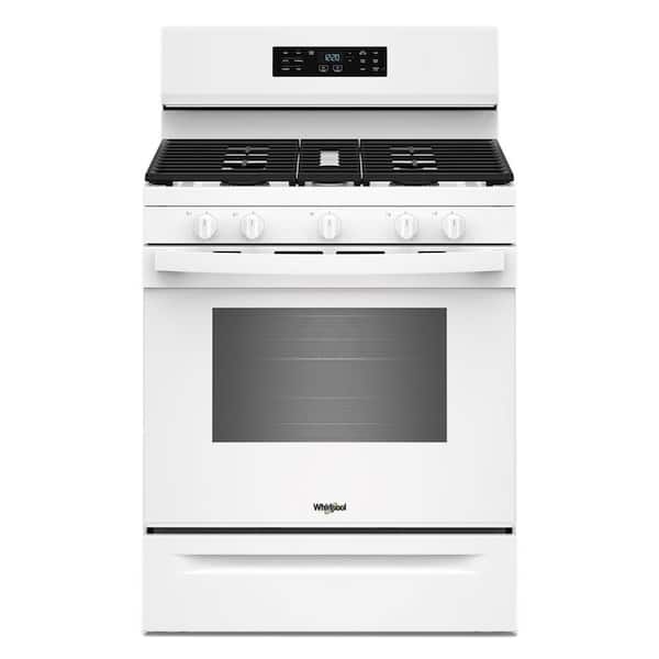 Whirlpool 30 in. 5 Burners Freestanding Gas Range in White with Air ...