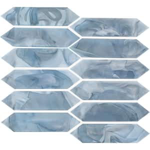 MSI Take Home Tile Sample-Blue Shimmer Chevron 4 in. x 4 in. Glass Mesh ...