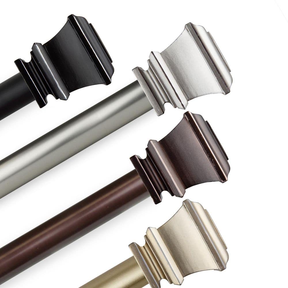 EMOH 1" Dia Adjustable 160-240" Single Curtain Rod in Satin Nickel with ...