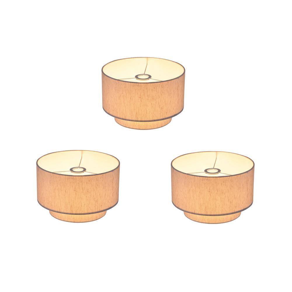ARTIVA USA 10.5 in. Dia x 7 in. H Premium Double Drum Linen Shade Tan ...