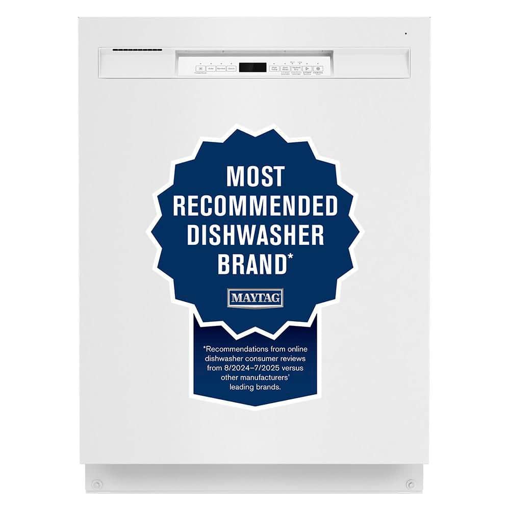 Maytag 24 in. White Front Control Built-In Tall Tub Dishwasher with ...
