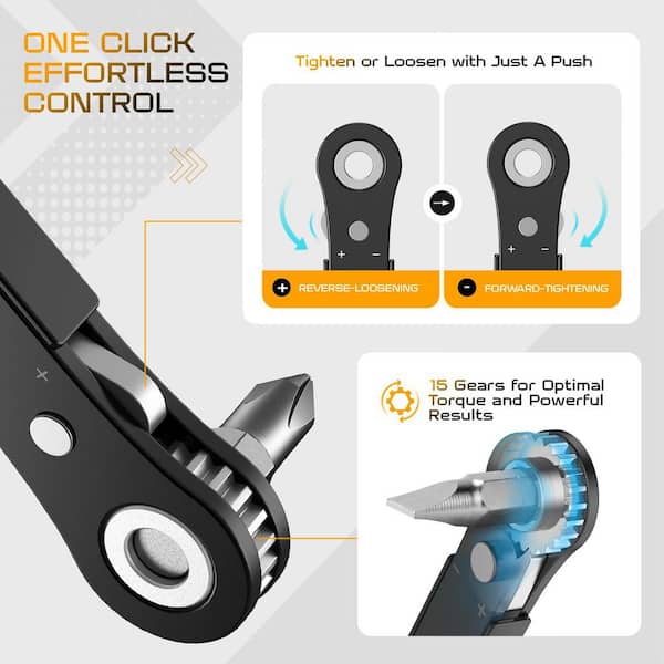 Justincity Right Angle Ratchet Screwdriver 3.97 in. Compact Mini Tool ...