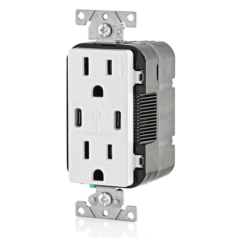 Buy 15 Amp White Duplex Tamper-Resistant Outlets with 6 Amp USB Dual ...