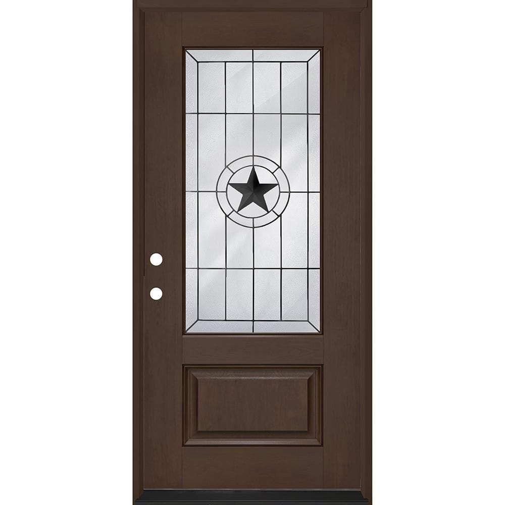 Steves & Sons Regency 36 in. x 80 in. 3/4L Alamo Glass RHIS Hickory ...