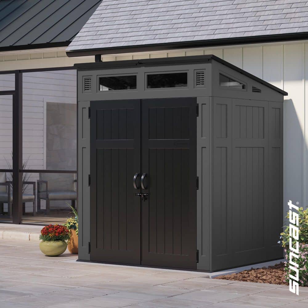 Suncast Modernist 6 ft. x 5 ft. Plastic Resin Storage Shed with Floor ...