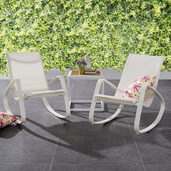 MODWAY Traveler Outdoor Patio Aluminum Mesh Rocking Sling Chair Gliders ...