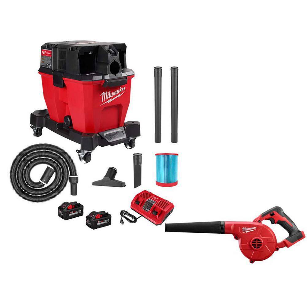 Milwaukee M18 FUEL 9 Gal. Cordless Dual-Battery Wet/Dry Shop Vacuum Kit ...