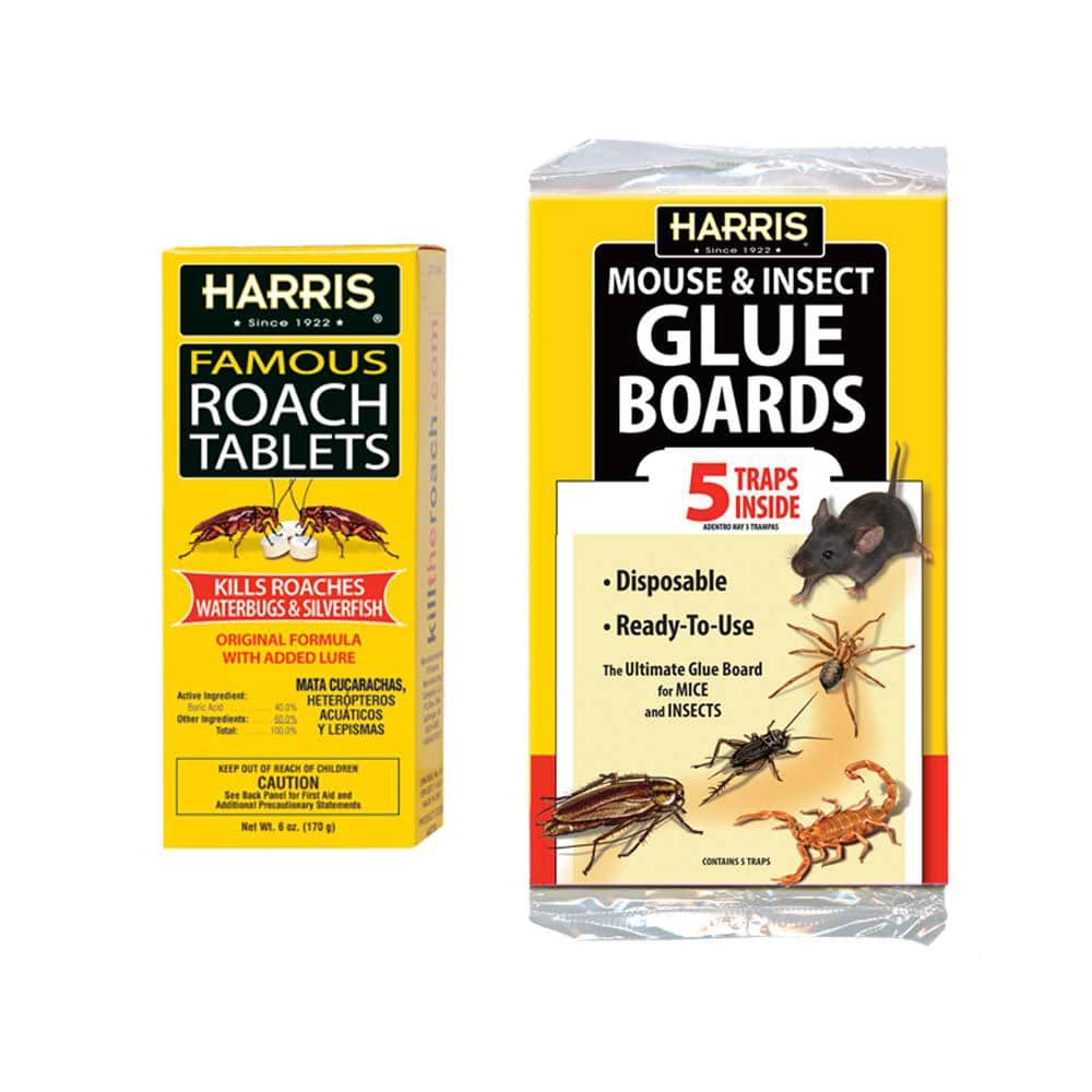 Harris 6 oz. Roach Tablets and Pest Glue Boards (5 Pack) HRT6-GB5