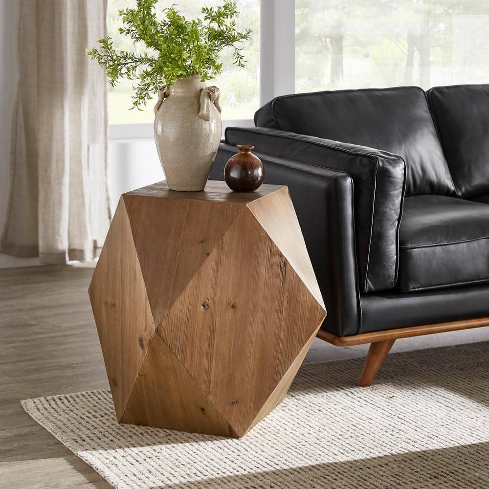 HomeSullivan Natural Reclaimed Wood Geometric End Table 40E009-04NT ...