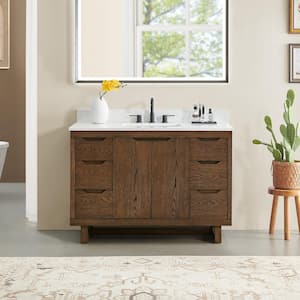 Altair Clayton 60 in. Double Freestanding Washed Light Brown Bath ...