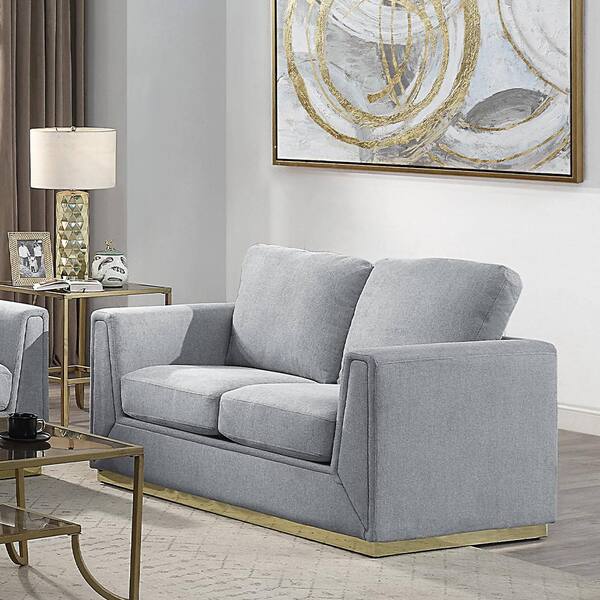 Acme Furniture Valin 34 in. Grey Linen Solid Fabric 2 Seat loveseat LV01745
