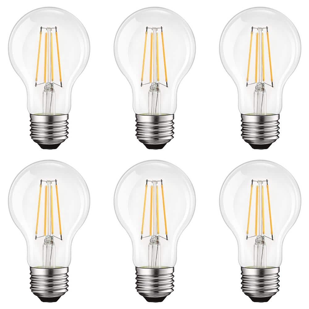 LUXRITE 60-Watt Equivalent, A19 LED Light Bulbs Clear Glass Filament ...