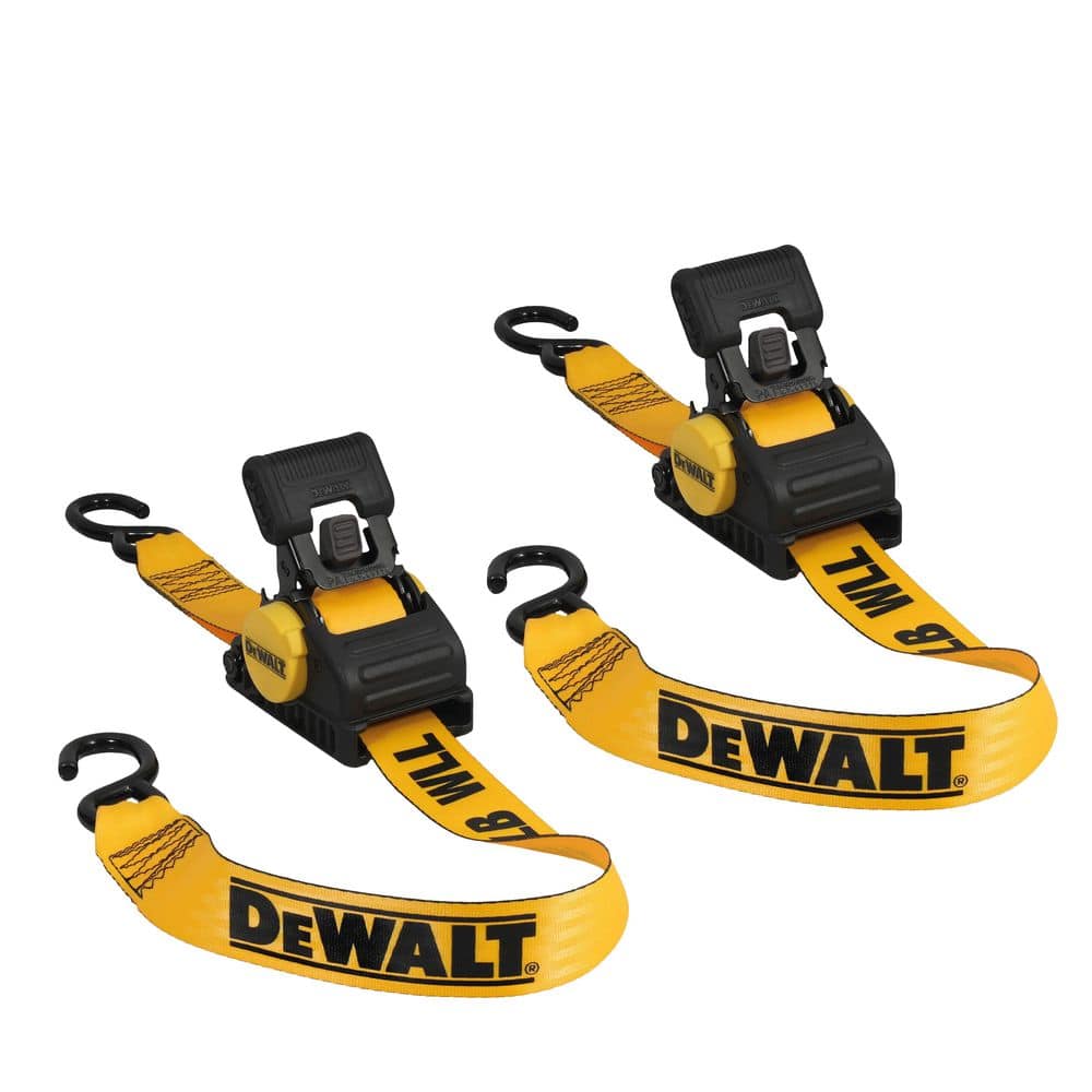 DEWALT Heavy-Duty Retractable Ratchet Straps, 2-Pack-2 Inch x 10 Feet, 3,300 lbs Break Strength ...
