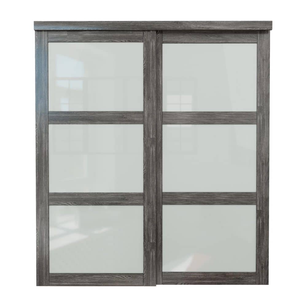Reviews for EH PUERTA 72 in. x 80 in. 3-Lite Tempered Frosted Glass MDF ...