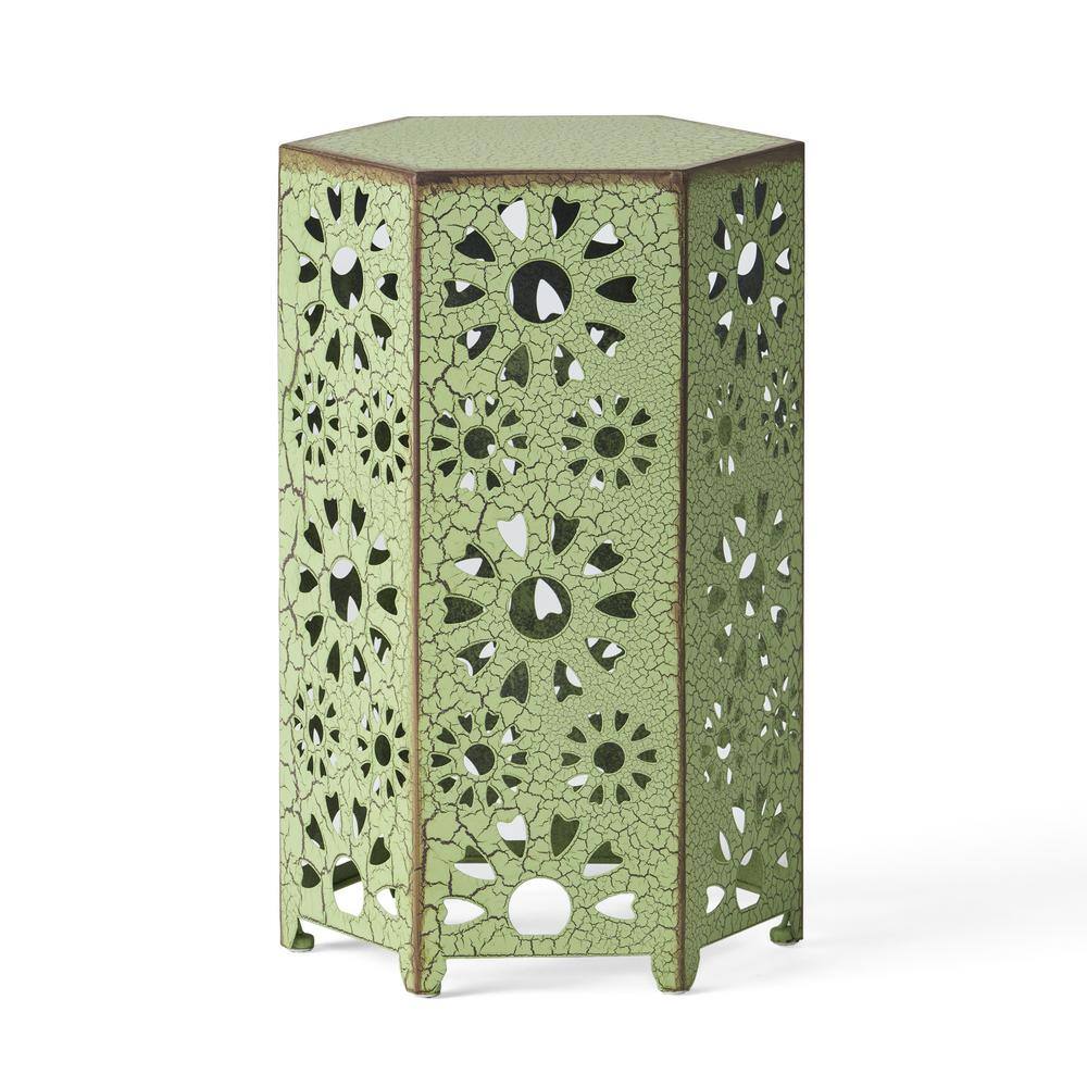 Eliana Green Pentagonal Prism Iron Hollow-carved Design Outdoor Accent ...