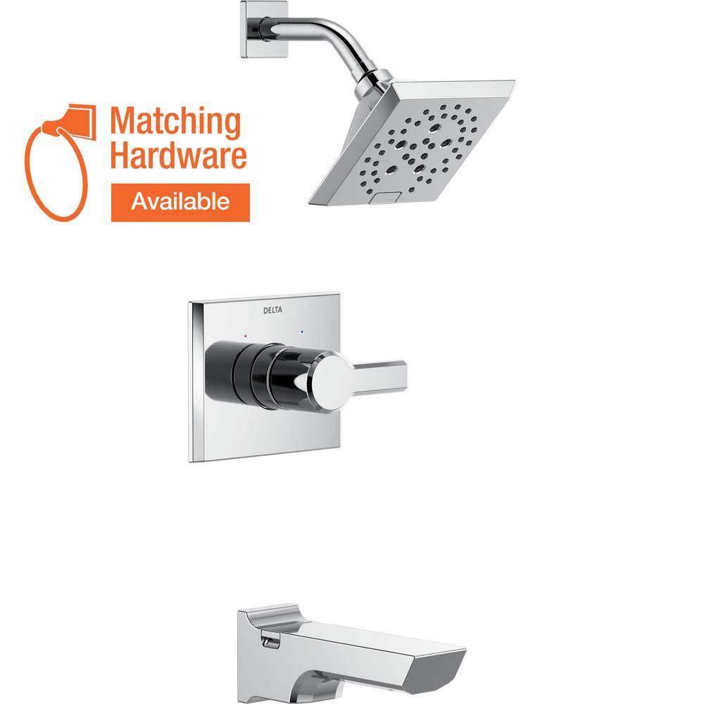Delta Pivotal 1-Handle Wall-Mount Tub and Shower Trim Kit in Lumicoat ...