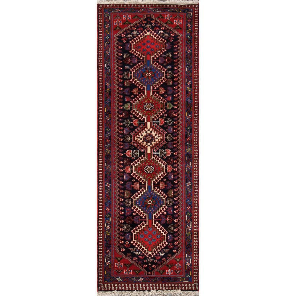 Pasargad Home Azerbaijan Navy/Ivory 2.1 ft. x 5 ft. Geometric Runner ...