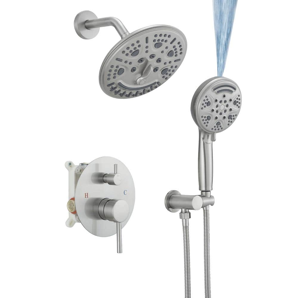 HOMEMYSTIQUE Single Handle 8-Spray Round Shower Faucet 2.5 Gpm with 180 ...