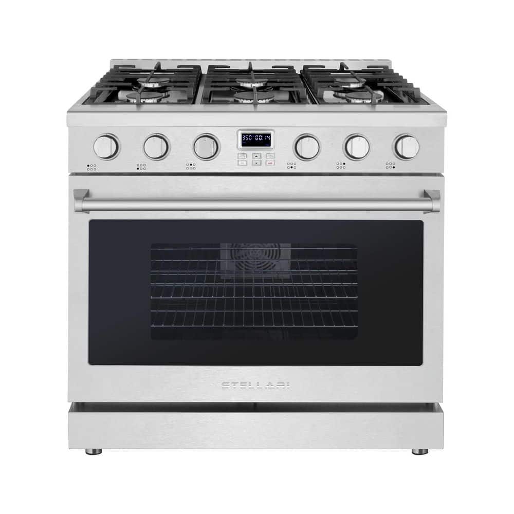STELLARI 36 in. 6-Burners 6.3 cu. Ft. Freestanding Professional Gas ...