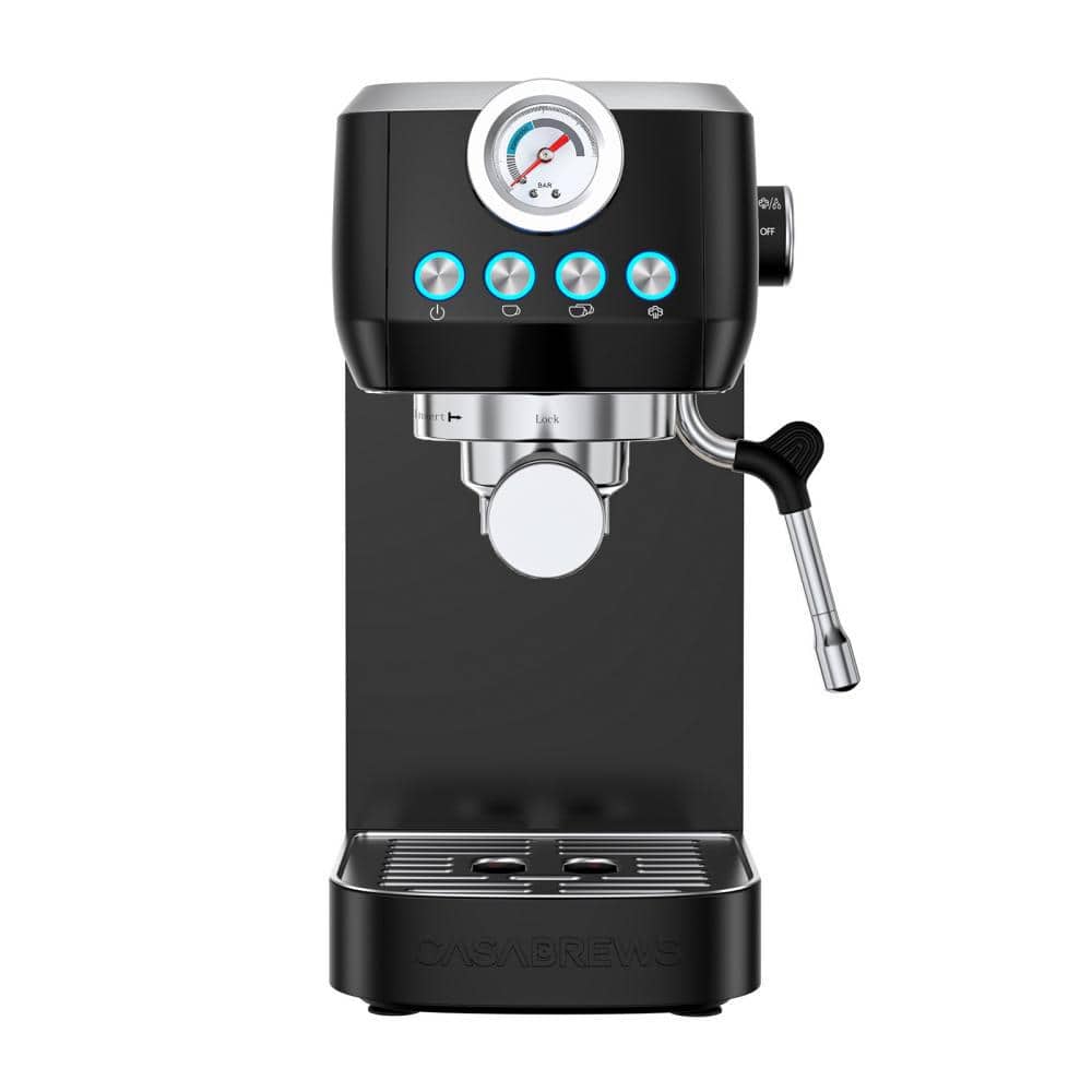 CASABREWS 2-Cups Black Stainless Steel Espresso Machine with Milk ...