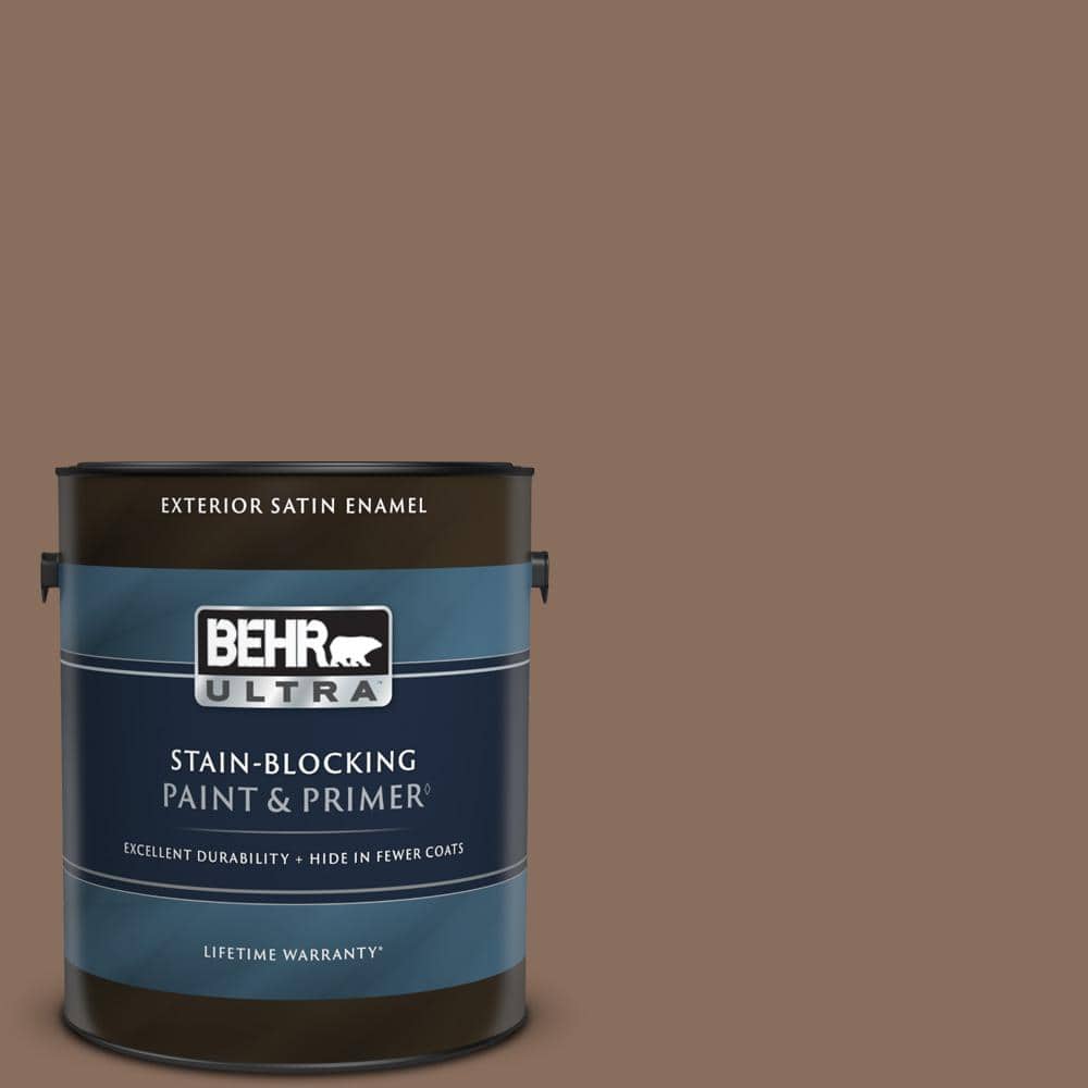 BEHR ULTRA 1 gal. #N190-6 Nut Brown Satin Enamel Exterior Paint ...