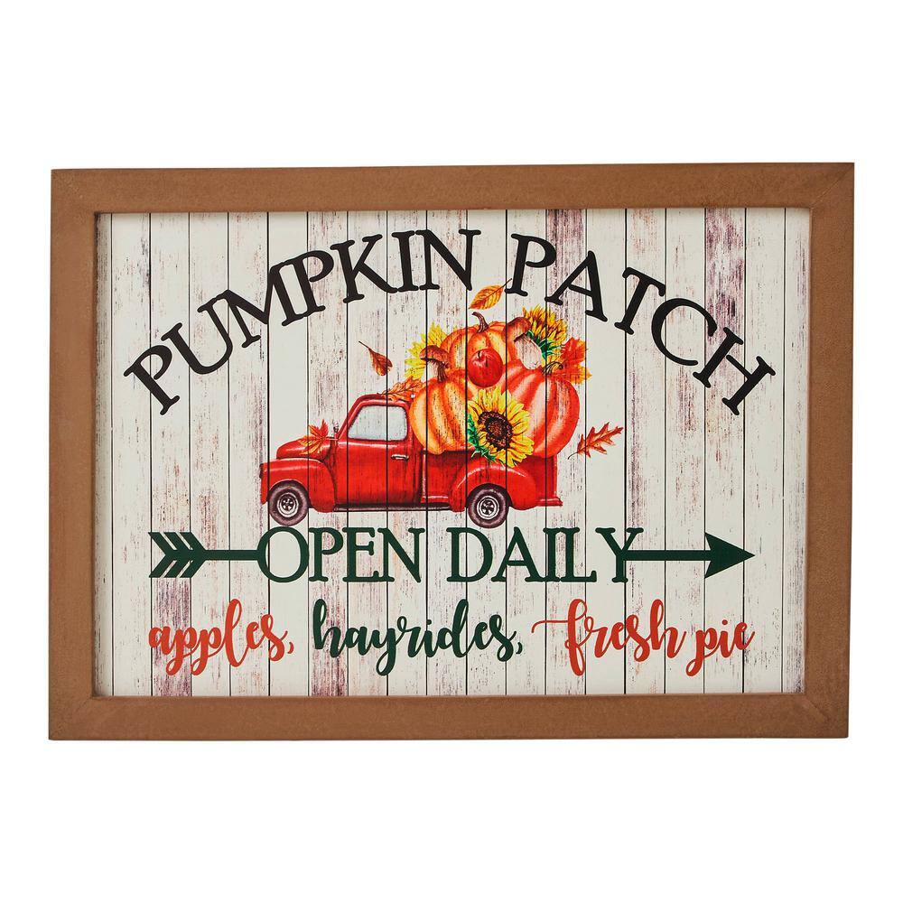 VHC BRANDS 10 in. Shiplap Pumpkin Patch Fall Red Truck Harvest Wall ...